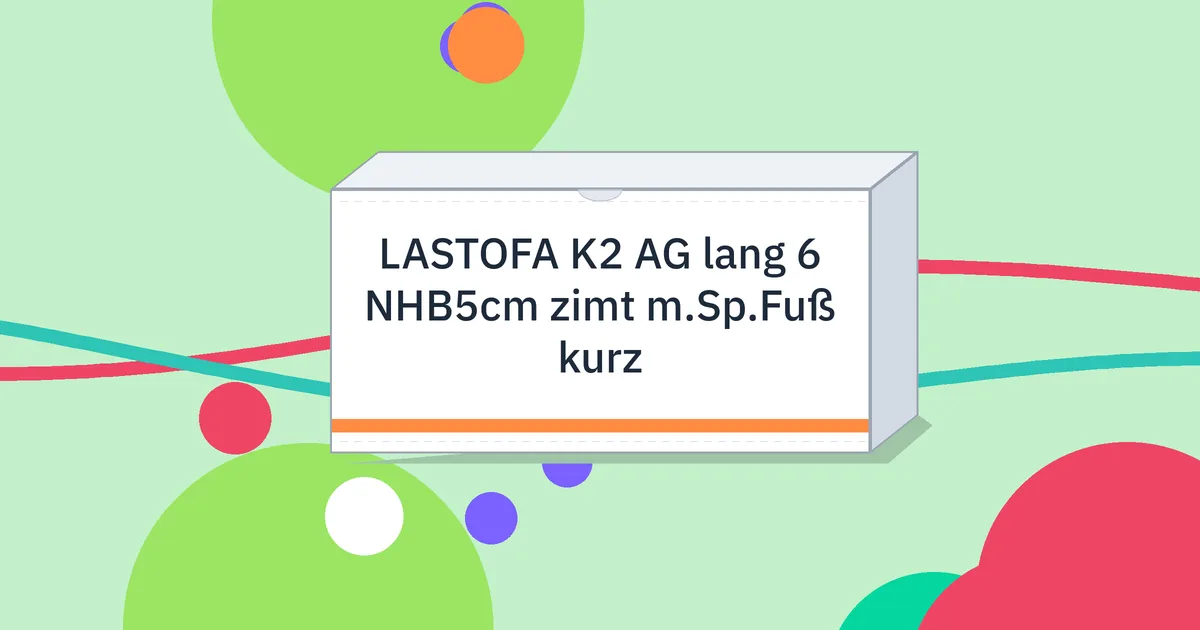 Symbolbild: Packung mit der Aufschrift LASTOFA K2 AG lang 6 NHB5cm zimt m.Sp.Fuß kurz (PZN 13807299) – Verfügbarkeit und Bezug in Apotheken in Frankfurt am Main