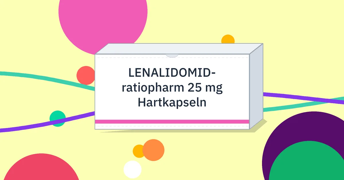 Symbolbild: Packung mit der Aufschrift LENALIDOMID-ratiopharm 25 mg Hartkapseln (PZN 18372788) – Verfügbarkeit und Bezug in Apotheken in Frankfurt am Main
