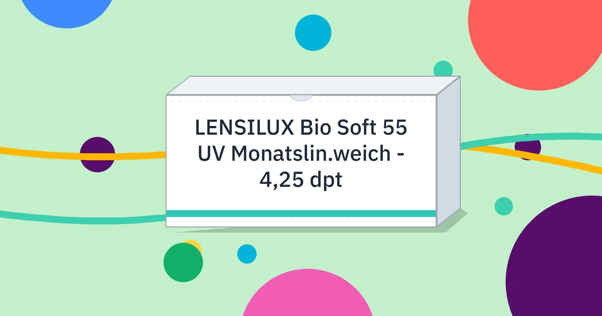 Symbolbild: Packung mit der Aufschrift LENSILUX Bio Soft 55 UV Monatslin.weich -4,25 dpt (PZN 20001786) – Verfügbarkeit und Bezug in Apotheken in Frankfurt am Main