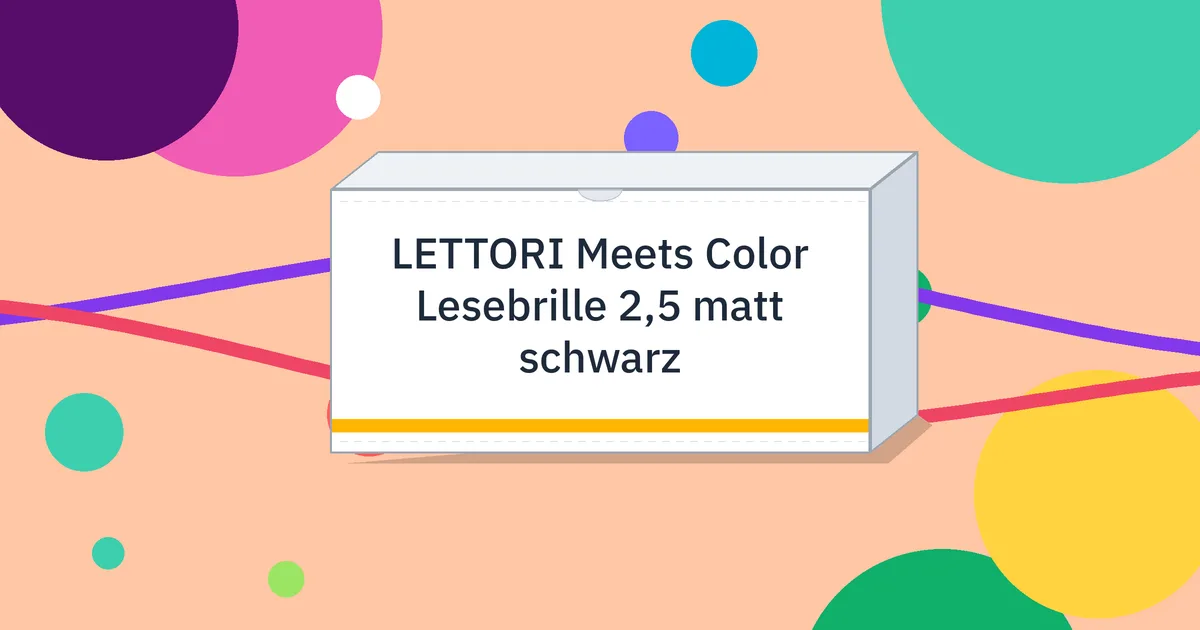 Symbolbild: Packung mit der Aufschrift LETTORI Meets Color Lesebrille 2,5 matt schwarz (PZN 11057262) – Verfügbarkeit und Bezug in Apotheken in Frankfurt am Main