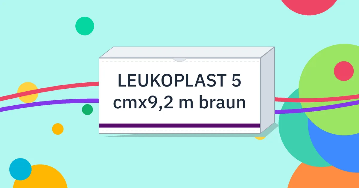 Symbolbild: Packung mit der Aufschrift LEUKOPLAST 5 cmx9,2 m braun (PZN 12775746) – Verfügbarkeit und Bezug in Apotheken in Frankfurt am Main