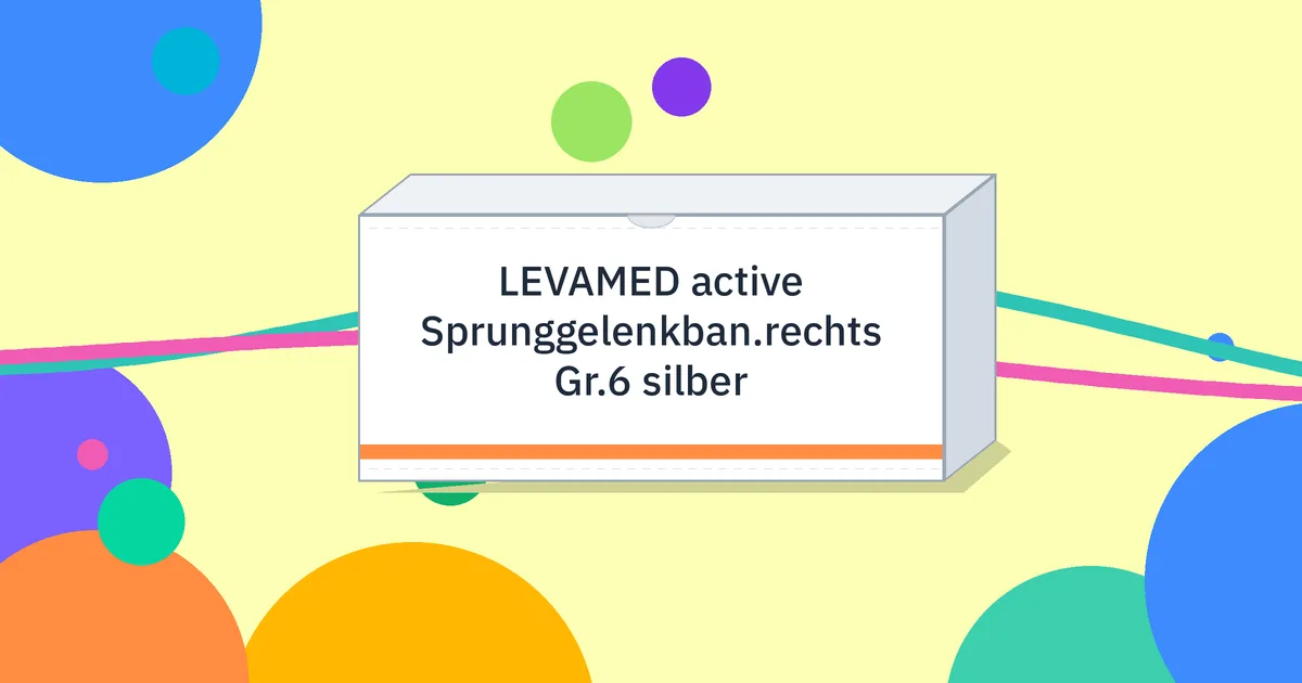 Symbolbild: Packung mit der Aufschrift LEVAMED active Sprunggelenkban.rechts Gr.6 silber (PZN 19170845) – Verfügbarkeit und Bezug in Apotheken in Frankfurt am Main