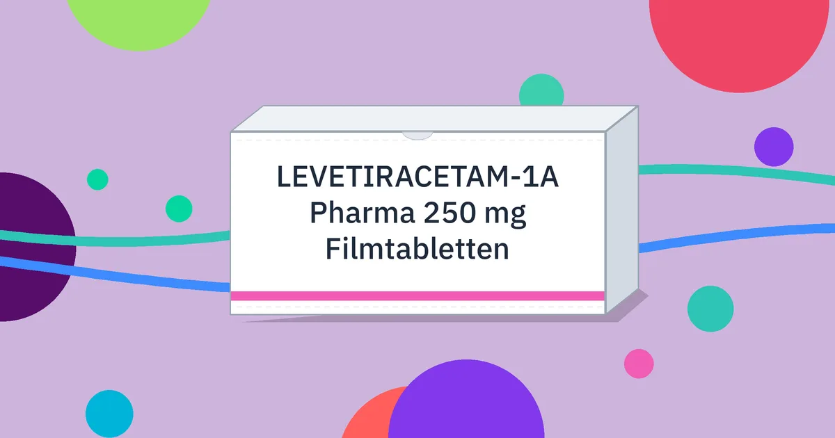 Symbolbild: Packung mit der Aufschrift LEVETIRACETAM-1A Pharma 250 mg Filmtabletten (PZN 09123313) – Verfügbarkeit und Bezug in Apotheken in Frankfurt am Main