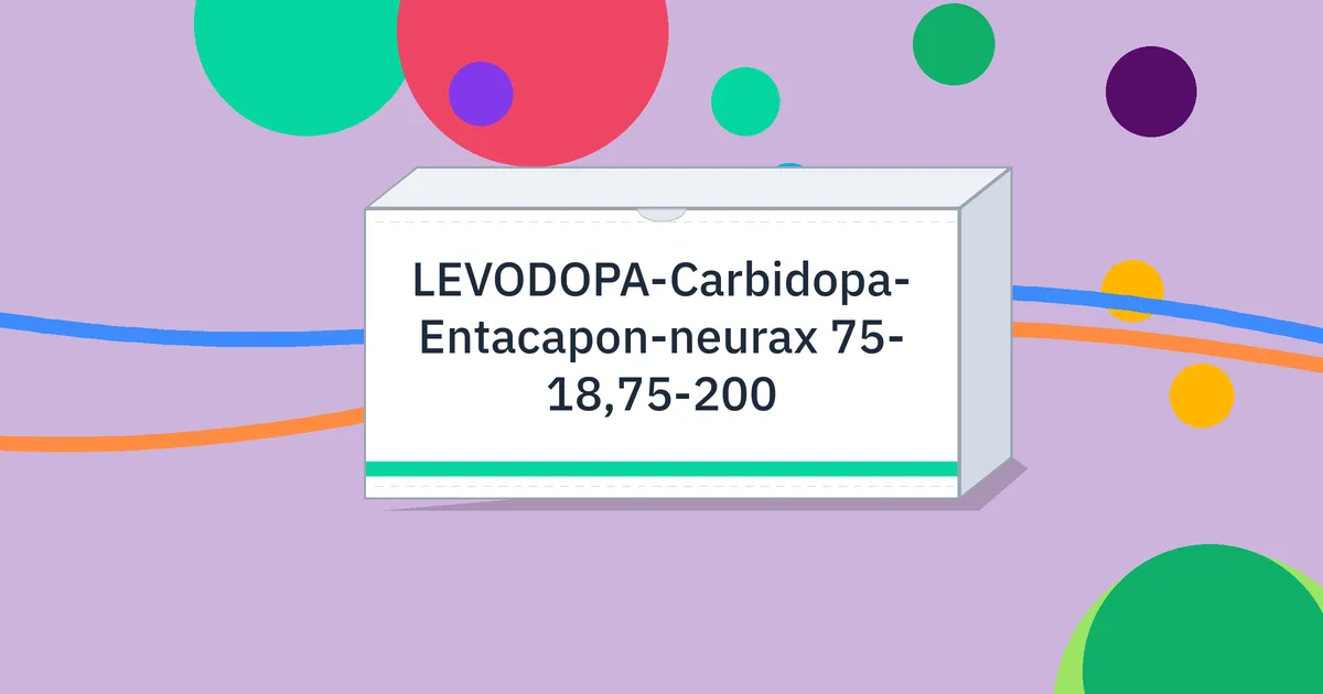 Symbolbild: Packung mit der Aufschrift LEVODOPA-Carbidopa-Entacapon-neurax 75-18,75-200 (PZN 10303167) – Verfügbarkeit und Bezug in Apotheken in Frankfurt am Main