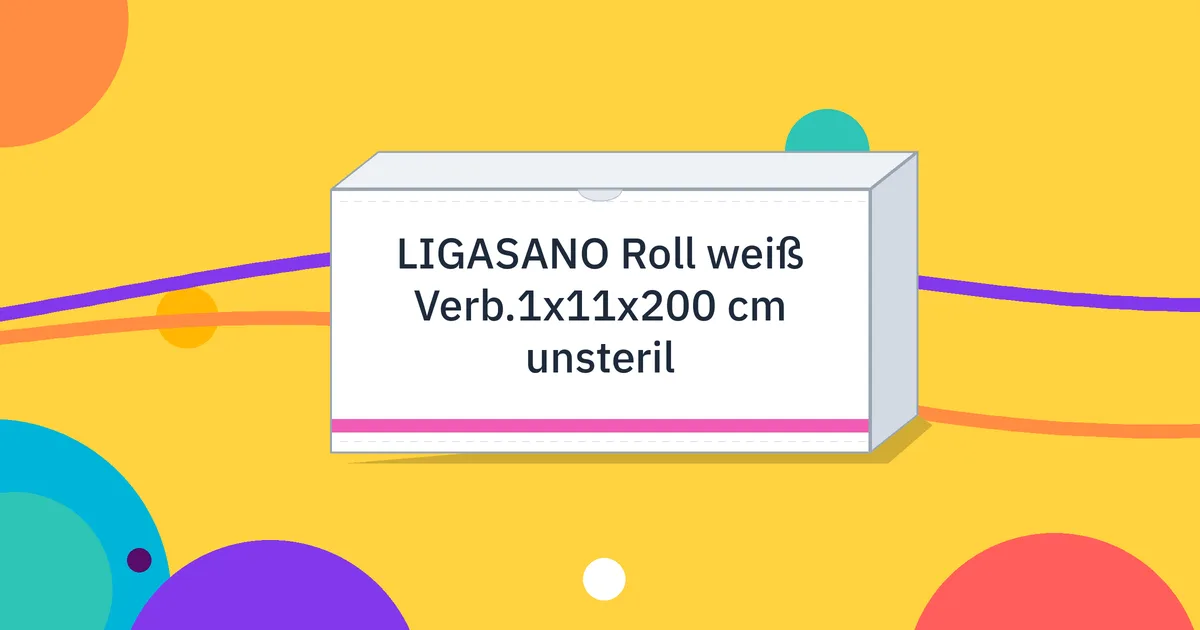 Symbolbild: Packung mit der Aufschrift LIGASANO Roll weiß Verb.1x11x200 cm unsteril (PZN 17251054) – Verfügbarkeit und Bezug in Apotheken in Frankfurt am Main