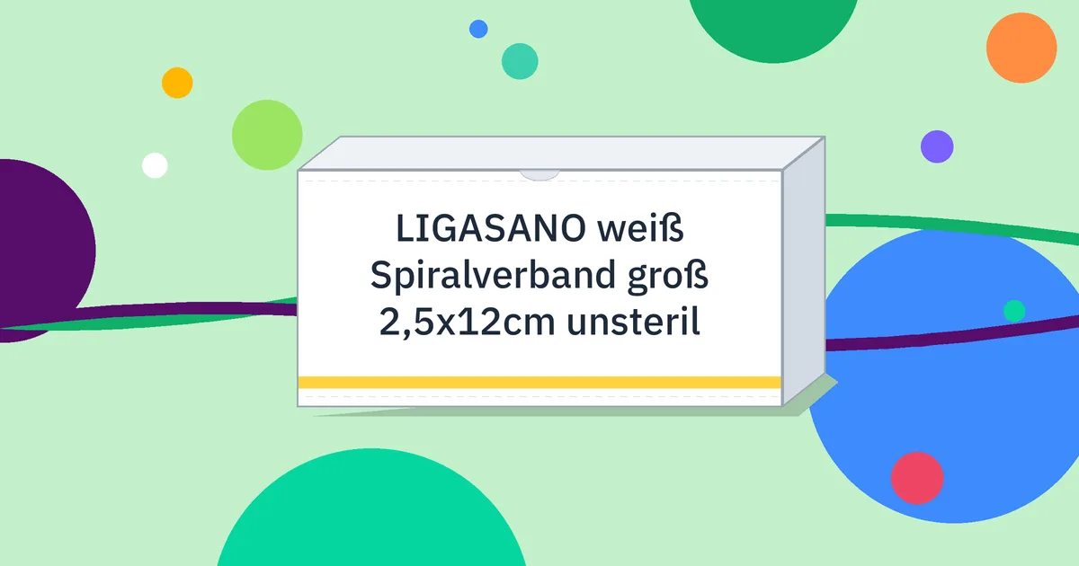 Symbolbild: Packung mit der Aufschrift LIGASANO weiß Spiralverband groß 2,5x12cm unsteril (PZN 18044759) – Verfügbarkeit und Bezug in Apotheken in Frankfurt am Main