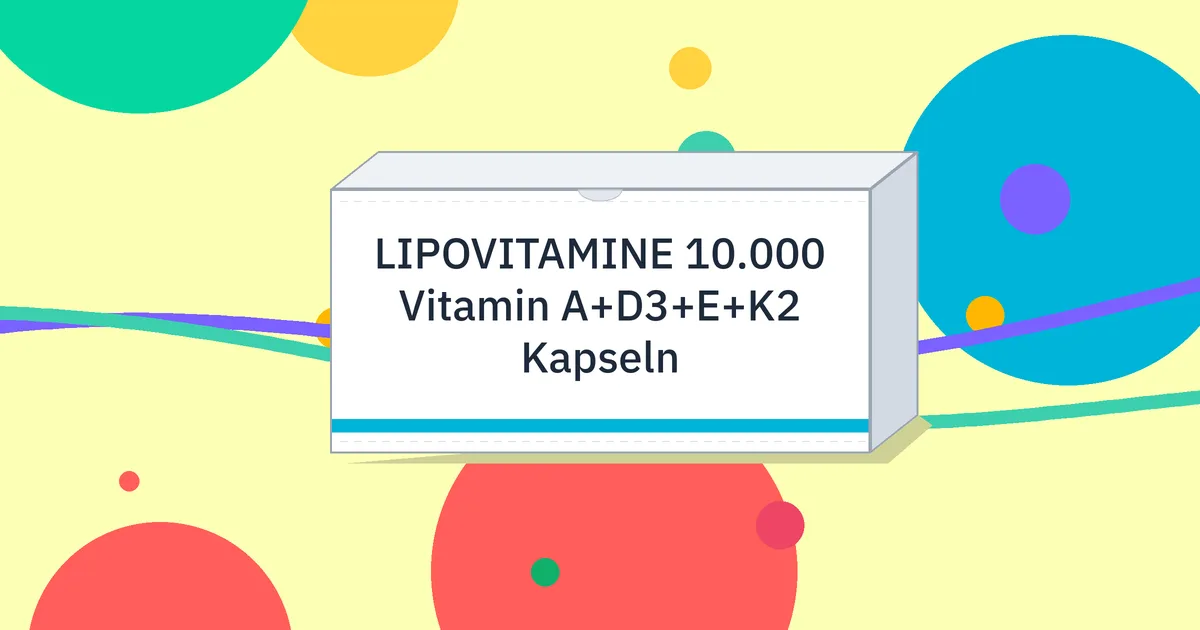 Symbolbild: Packung mit der Aufschrift LIPOVITAMINE 10.000 Vitamin A+D3+E+K2 Kapseln (PZN 20299320) – Verfügbarkeit und Bezug in Apotheken in Frankfurt am Main