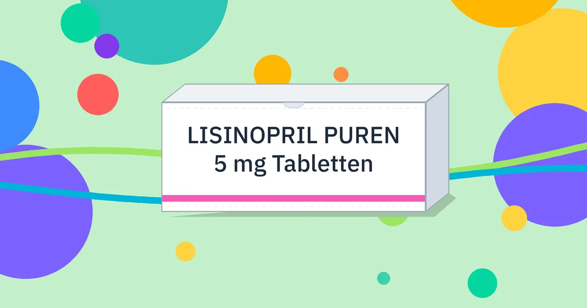 Symbolbild: Packung mit der Aufschrift LISINOPRIL PUREN 5 mg Tabletten (PZN 13706256) – Verfügbarkeit und Bezug in Apotheken in Frankfurt am Main