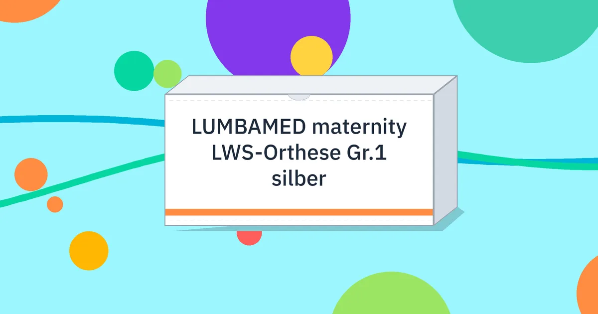 Symbolbild: Packung mit der Aufschrift LUMBAMED maternity LWS-Orthese Gr.1 silber (PZN 18108324) – Verfügbarkeit und Bezug in Apotheken in Frankfurt am Main