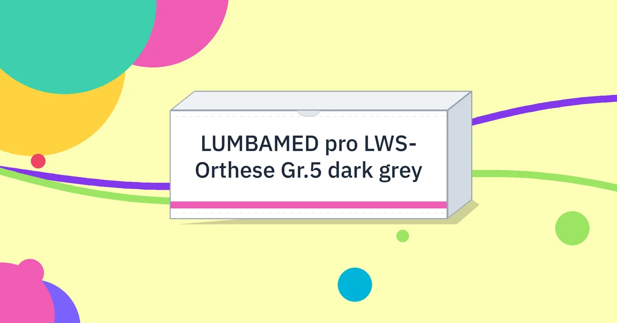 Symbolbild: Packung mit der Aufschrift LUMBAMED pro LWS-Orthese Gr.5 dark grey (PZN 20603947) – Verfügbarkeit und Bezug in Apotheken in Frankfurt am Main