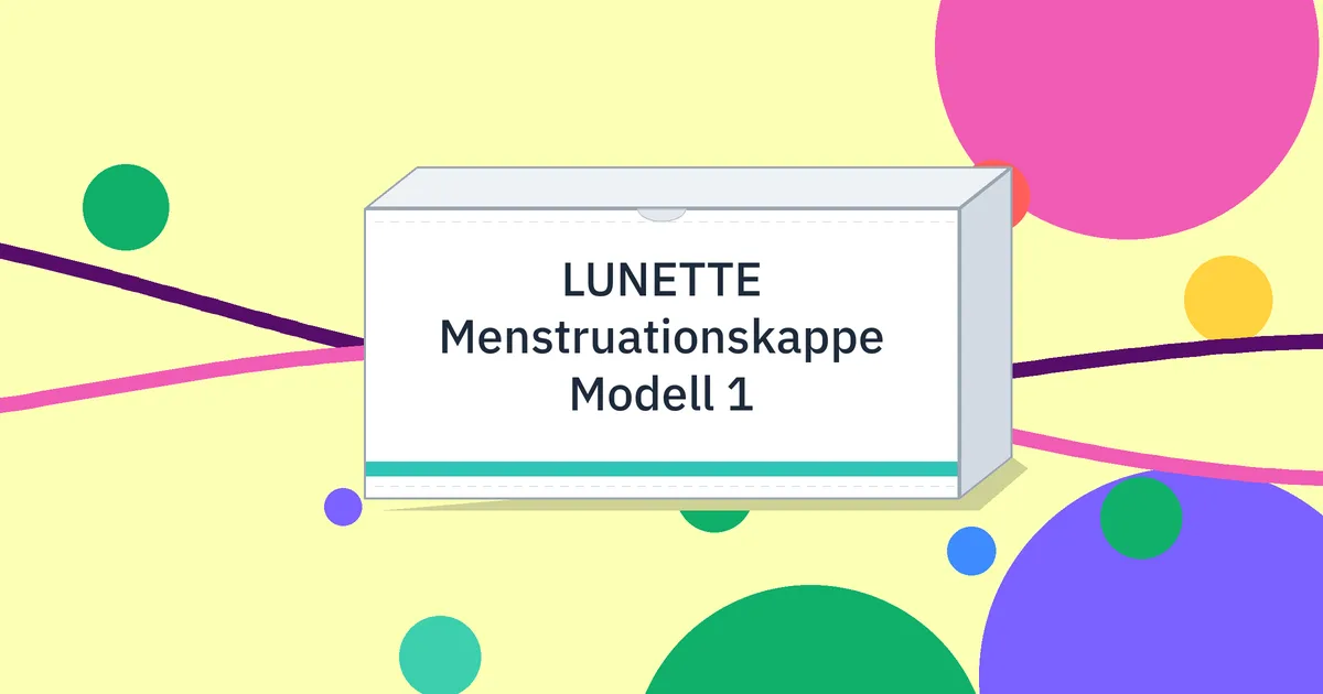 Symbolbild: Packung mit der Aufschrift LUNETTE Menstruationskappe Modell 1 (PZN 04406696) – Verfügbarkeit und Bezug in Apotheken in Frankfurt am Main