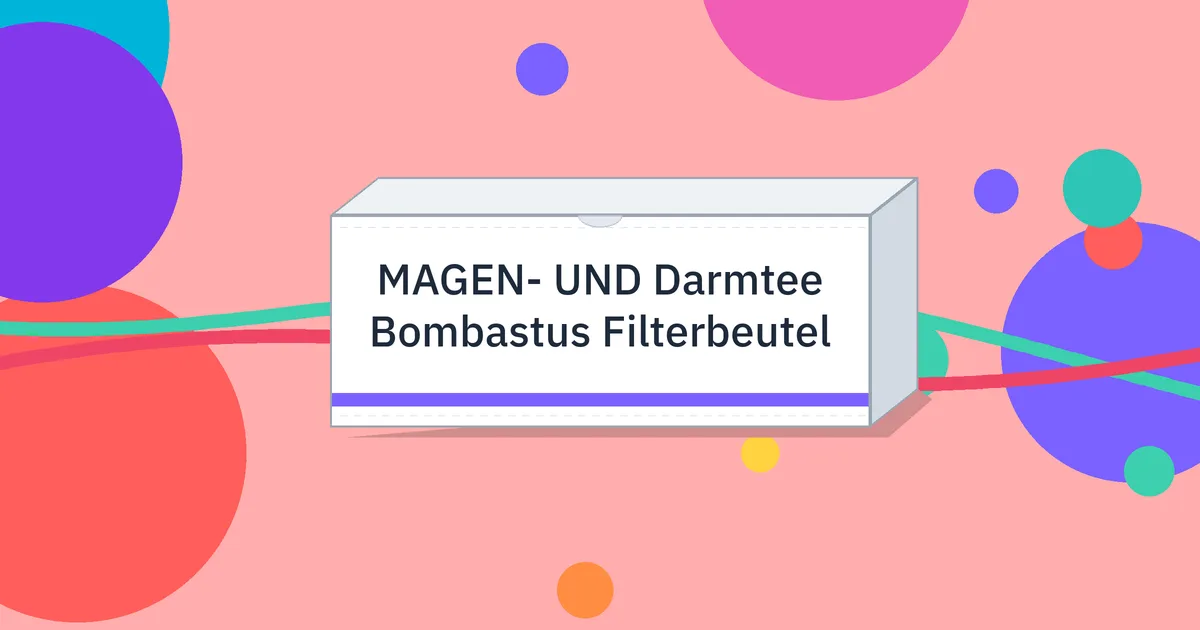 Symbolbild: Packung mit der Aufschrift MAGEN- UND Darmtee Bombastus Filterbeutel (PZN 07555215) – Verfügbarkeit und Bezug in Apotheken in Frankfurt am Main