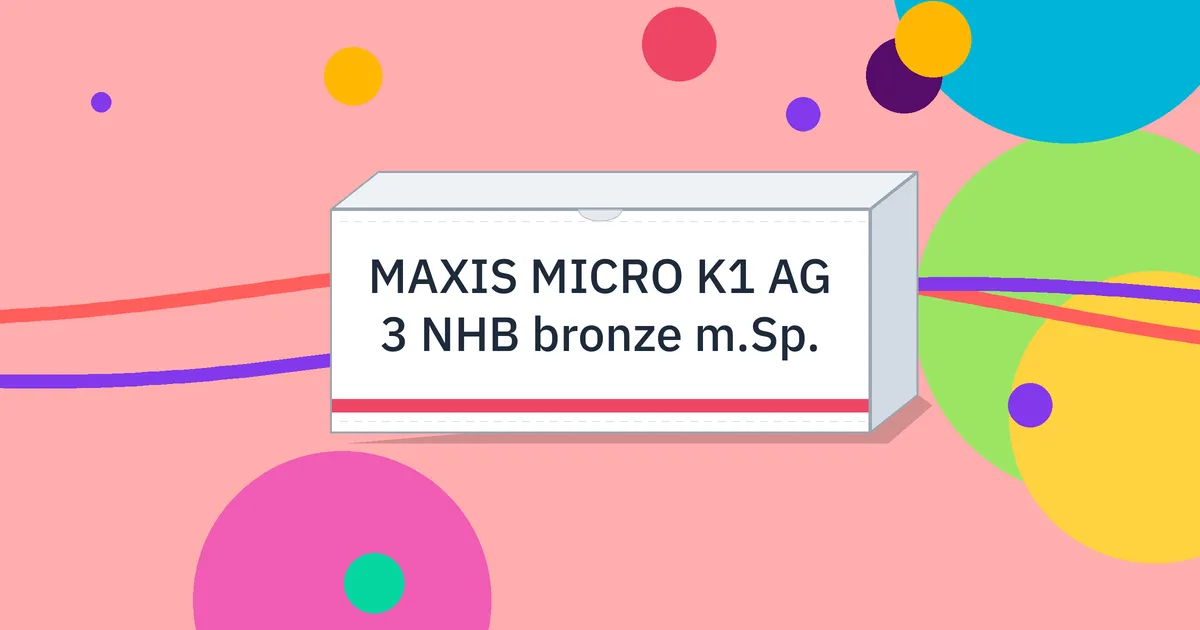 Symbolbild: Packung mit der Aufschrift MAXIS MICRO K1 AG 3 NHB bronze m.Sp. (PZN 17672749) – Verfügbarkeit und Bezug in Apotheken in Frankfurt am Main