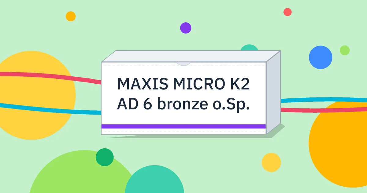 Symbolbild: Packung mit der Aufschrift MAXIS MICRO K2 AD 6 bronze o.Sp. (PZN 17673430) – Verfügbarkeit und Bezug in Apotheken in Frankfurt am Main