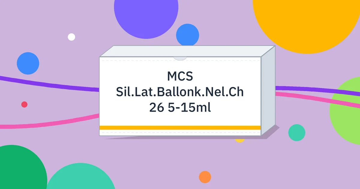Symbolbild: Packung mit der Aufschrift MCS Sil.Lat.Ballonk.Nel.Ch 26 5-15ml (PZN 04797538) – Verfügbarkeit und Bezug in Apotheken in Frankfurt am Main