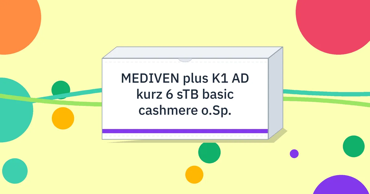 Symbolbild: Packung mit der Aufschrift MEDIVEN plus K1 AD kurz 6 sTB basic cashmere o.Sp. (PZN 15046605) – Verfügbarkeit und Bezug in Apotheken in Frankfurt am Main