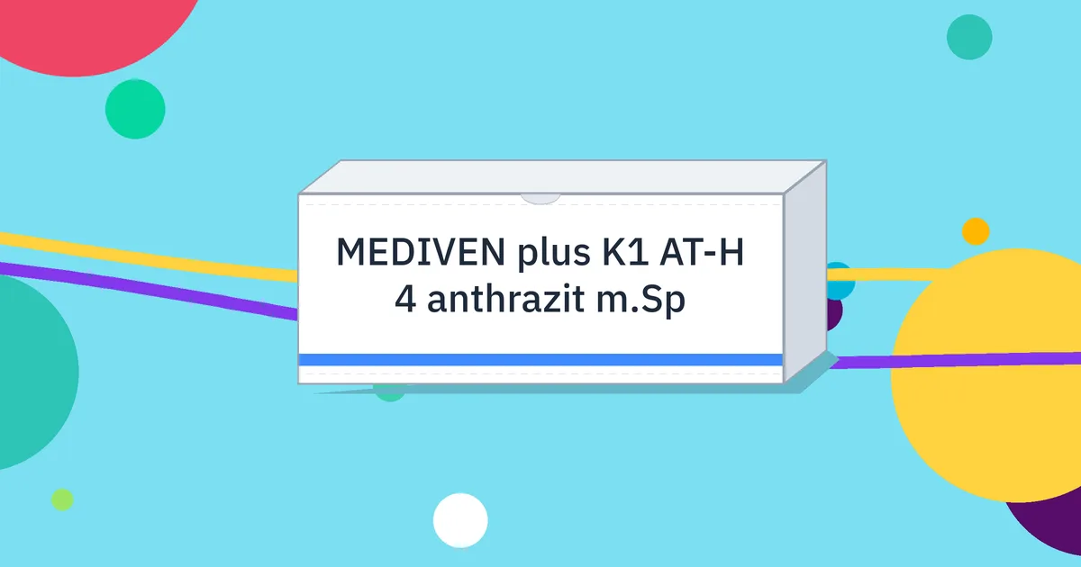 Symbolbild: Packung mit der Aufschrift MEDIVEN plus K1 AT-H 4 anthrazit m.Sp (PZN 15035435) – Verfügbarkeit und Bezug in Apotheken in Frankfurt am Main