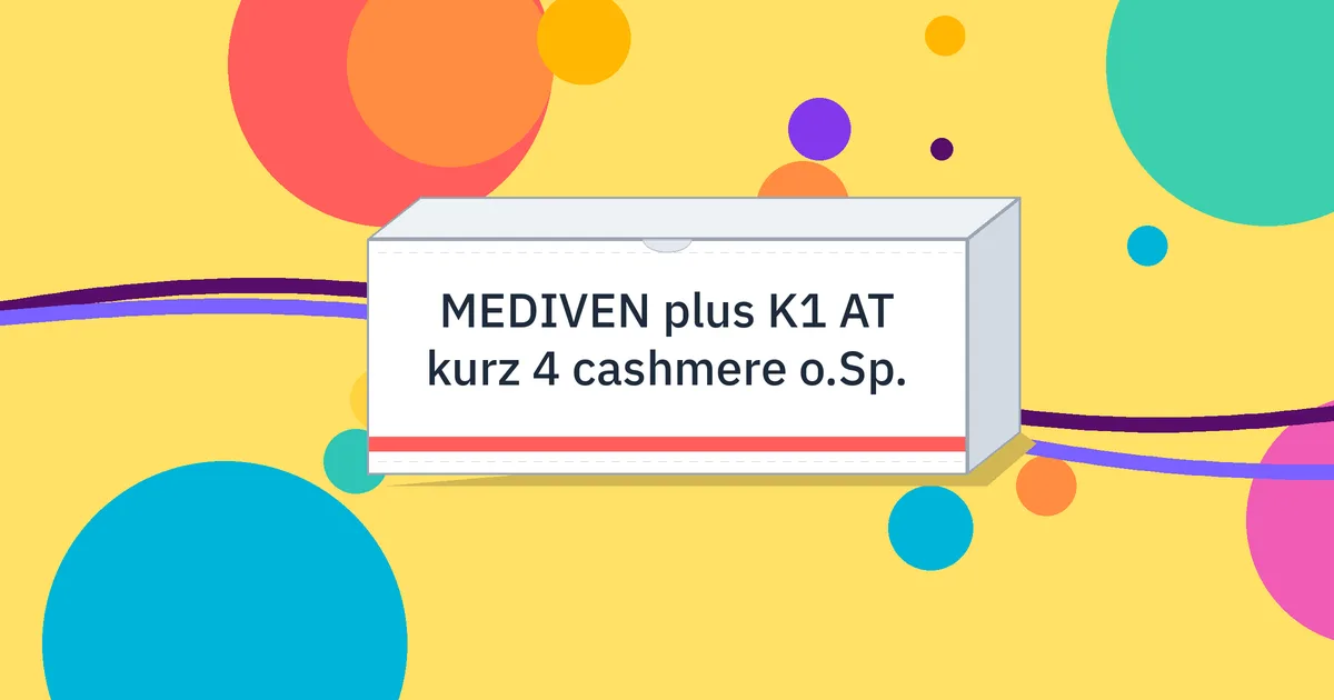 Symbolbild: Packung mit der Aufschrift MEDIVEN plus K1 AT kurz 4 cashmere o.Sp. (PZN 15026353) – Verfügbarkeit und Bezug in Apotheken in Frankfurt am Main