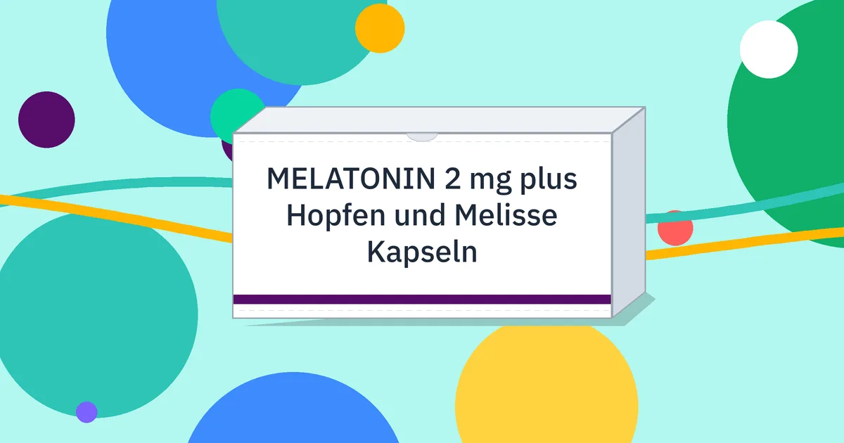 Symbolbild: Packung mit der Aufschrift MELATONIN 2 mg plus Hopfen und Melisse Kapseln (PZN 17379860) – Verfügbarkeit und Bezug in Apotheken in Frankfurt am Main