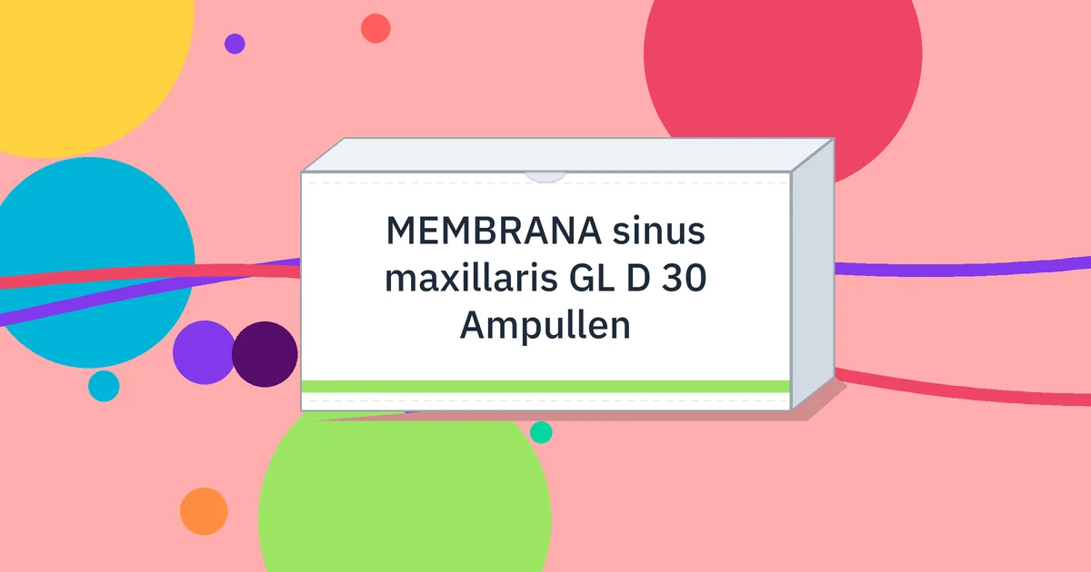 Symbolbild: Packung mit der Aufschrift MEMBRANA sinus maxillaris GL D 30 Ampullen (PZN 02830875) – Verfügbarkeit und Bezug in Apotheken in Frankfurt am Main