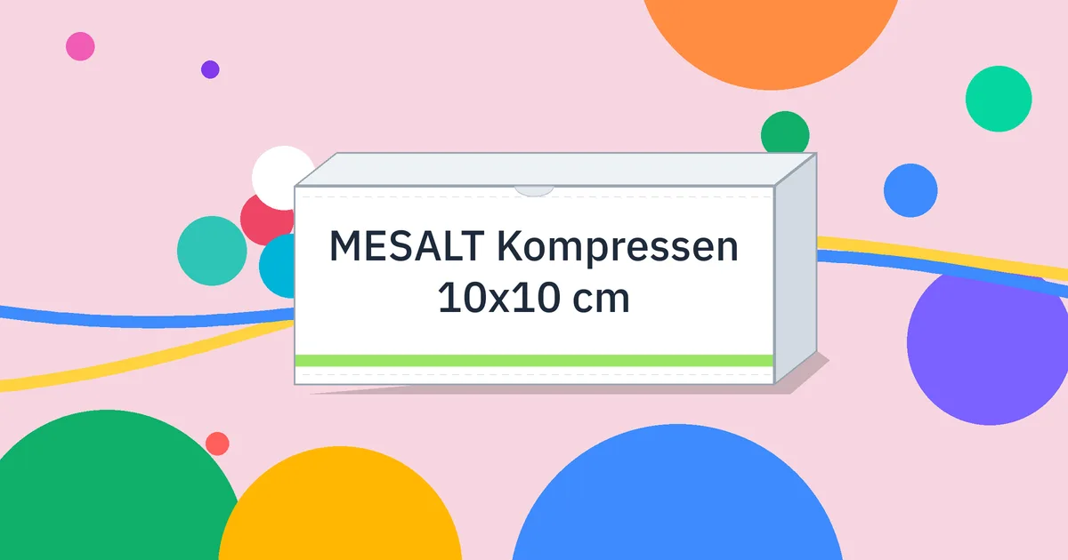 Symbolbild: Packung mit der Aufschrift MESALT Kompressen 10x10 cm (PZN 10264591) – Verfügbarkeit und Bezug in Apotheken in Frankfurt am Main