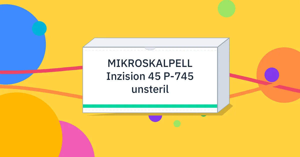 Symbolbild: Packung mit der Aufschrift MIKROSKALPELL Inzision 45 P-745 unsteril (PZN 09224505) – Verfügbarkeit und Bezug in Apotheken in Frankfurt am Main