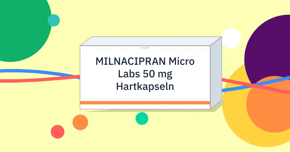 Symbolbild: Packung mit der Aufschrift MILNACIPRAN Micro Labs 50 mg Hartkapseln (PZN 18709265) – Verfügbarkeit und Bezug in Apotheken in Frankfurt am Main