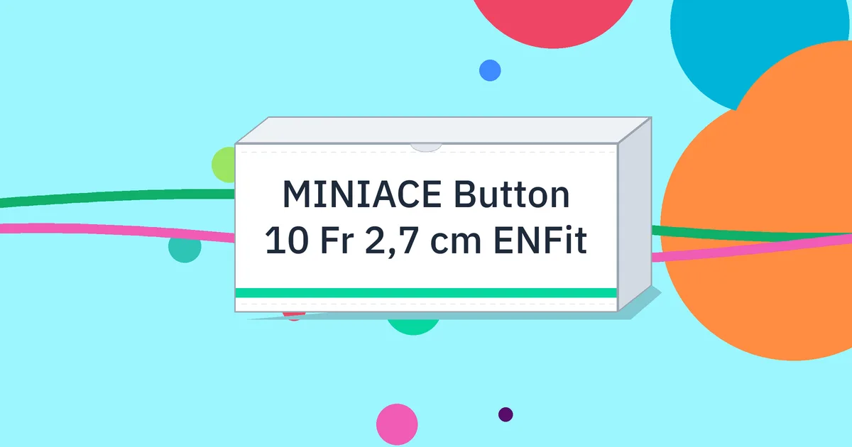 Symbolbild: Packung mit der Aufschrift MINIACE Button 10 Fr 2,7 cm ENFit (PZN 16953044) – Verfügbarkeit und Bezug in Apotheken in Frankfurt am Main