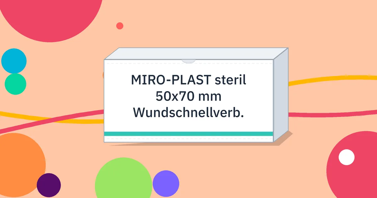 Symbolbild: Packung mit der Aufschrift MIRO-PLAST steril 50x70 mm Wundschnellverb. (PZN 18441035) – Verfügbarkeit und Bezug in Apotheken in Frankfurt am Main