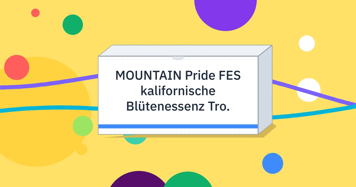 Symbolbild: Packung mit der Aufschrift MOUNTAIN Pride FES kalifornische Blütenessenz Tro. (PZN 09173624) – Verfügbarkeit und Bezug in Apotheken in Frankfurt am Main
