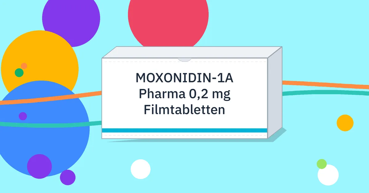 Symbolbild: Packung mit der Aufschrift MOXONIDIN-1A Pharma 0,2 mg Filmtabletten (PZN 00227749) – Verfügbarkeit und Bezug in Apotheken in Frankfurt am Main