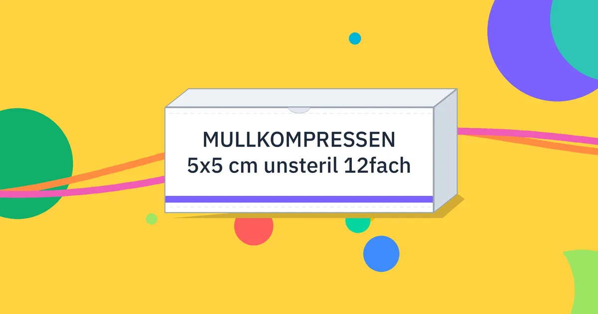 Symbolbild: Packung mit der Aufschrift MULLKOMPRESSEN 5x5 cm unsteril 12fach (PZN 00430752) – Verfügbarkeit und Bezug in Apotheken in Frankfurt am Main