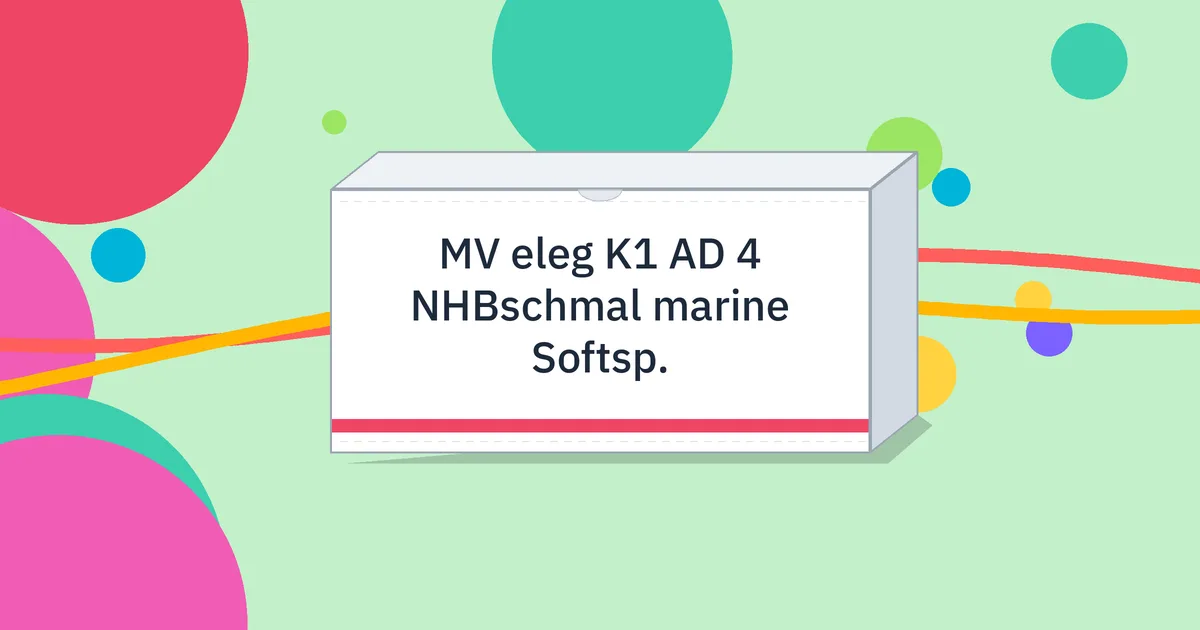 Symbolbild: Packung mit der Aufschrift MV eleg K1 AD 4 NHBschmal marine Softsp. (PZN 15674112) – Verfügbarkeit und Bezug in Apotheken in Frankfurt am Main