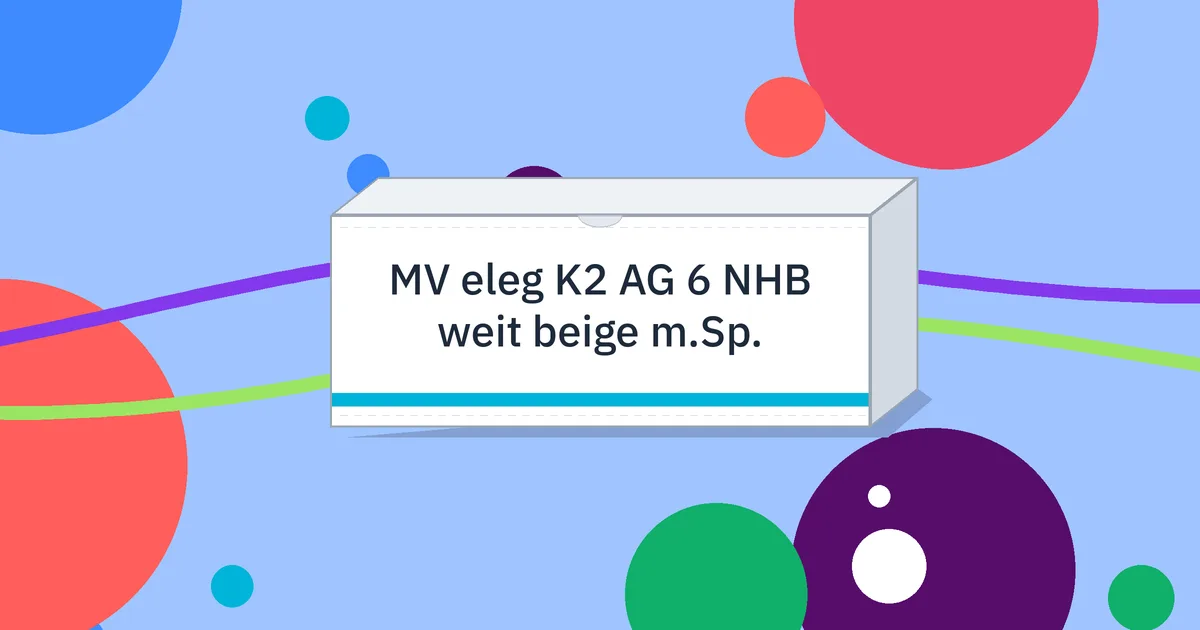 Symbolbild: Packung mit der Aufschrift MV eleg K2 AG 6 NHB weit beige m.Sp. (PZN 15729238) – Verfügbarkeit und Bezug in Apotheken in Frankfurt am Main