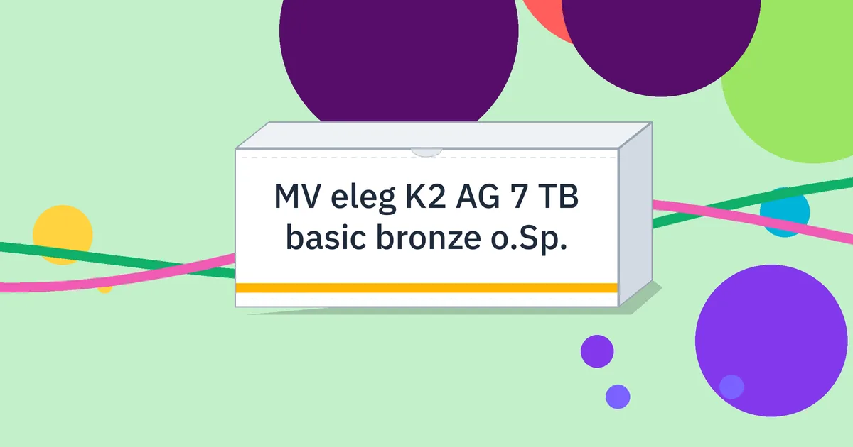 Symbolbild: Packung mit der Aufschrift MV eleg K2 AG 7 TB basic bronze o.Sp. (PZN 14720092) – Verfügbarkeit und Bezug in Apotheken in Frankfurt am Main