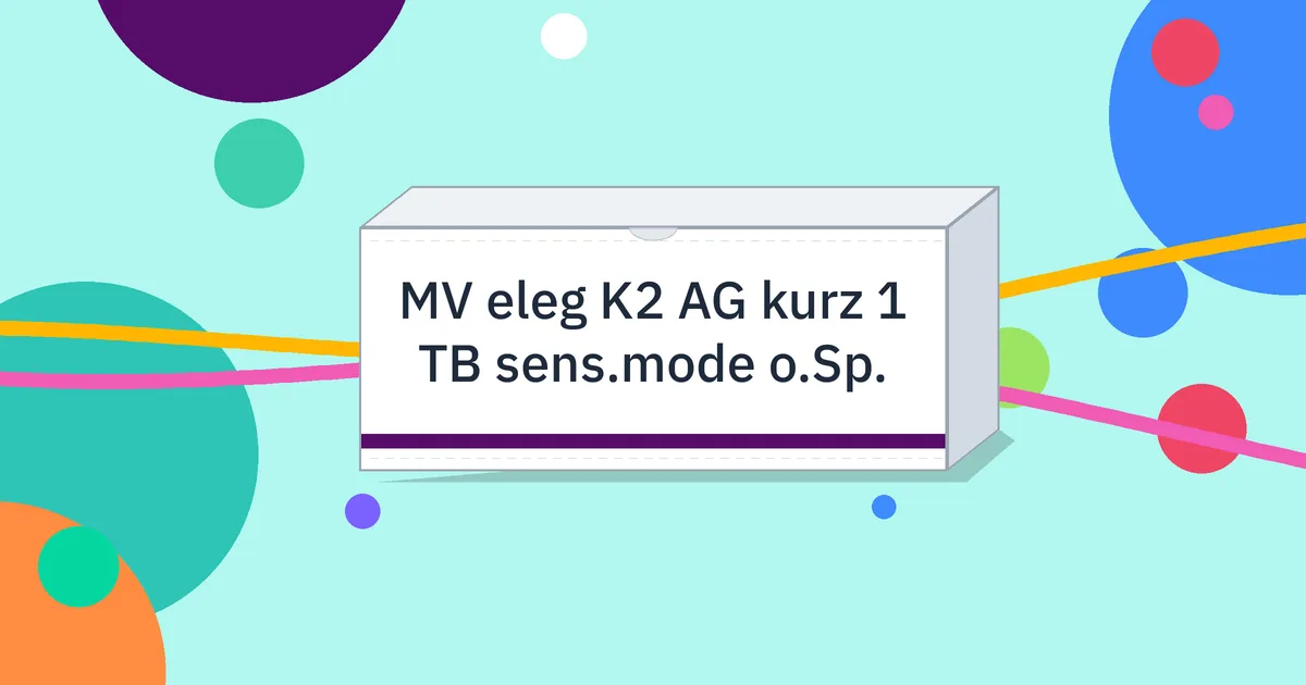 Symbolbild: Packung mit der Aufschrift MV eleg K2 AG kurz 1 TB sens.mode o.Sp. (PZN 09863174) – Verfügbarkeit und Bezug in Apotheken in Frankfurt am Main