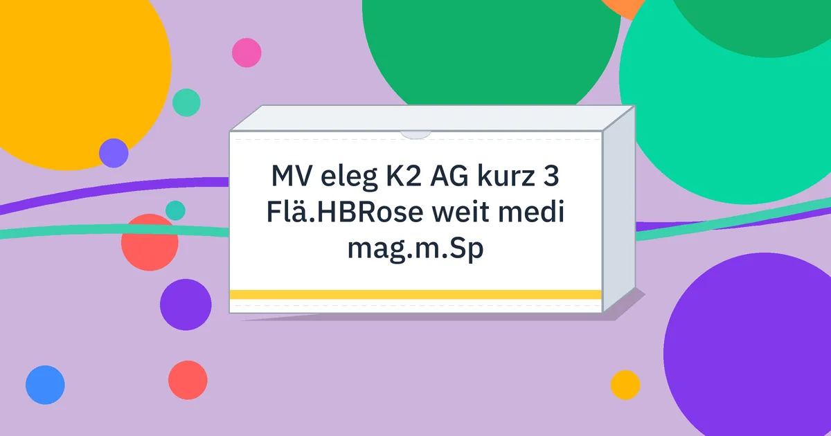 Symbolbild: Packung mit der Aufschrift MV eleg K2 AG kurz 3 Flä.HBRose weit medi mag.m.Sp (PZN 15706071) – Verfügbarkeit und Bezug in Apotheken in Frankfurt am Main