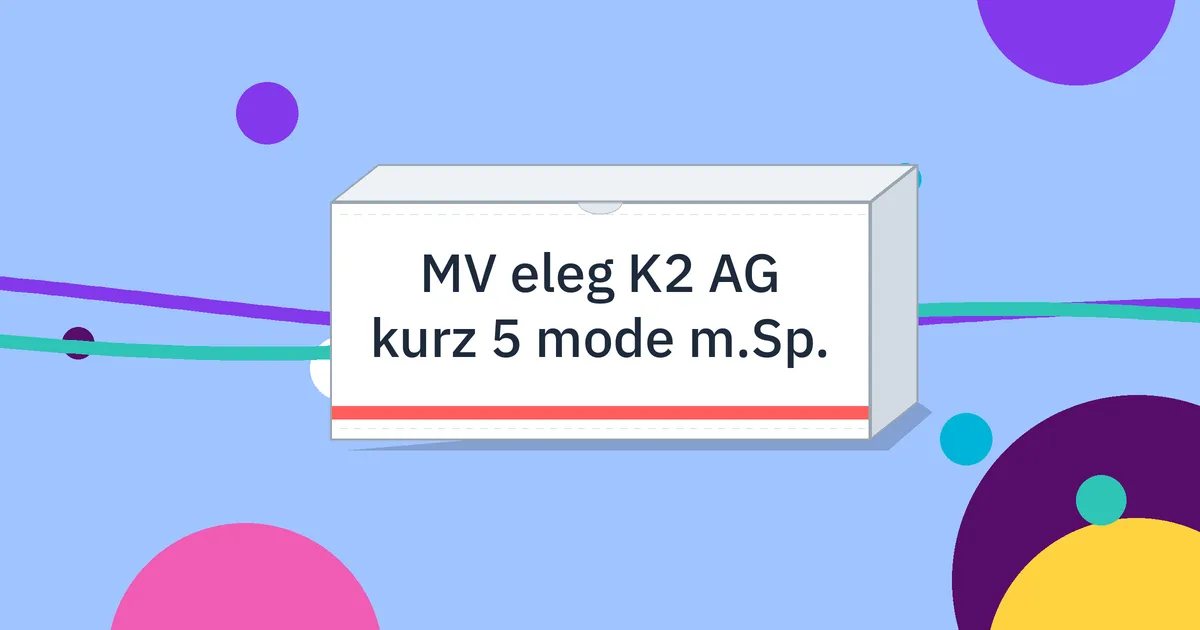 Symbolbild: Packung mit der Aufschrift MV eleg K2 AG kurz 5 mode m.Sp. (PZN 04542034) – Verfügbarkeit und Bezug in Apotheken in Frankfurt am Main