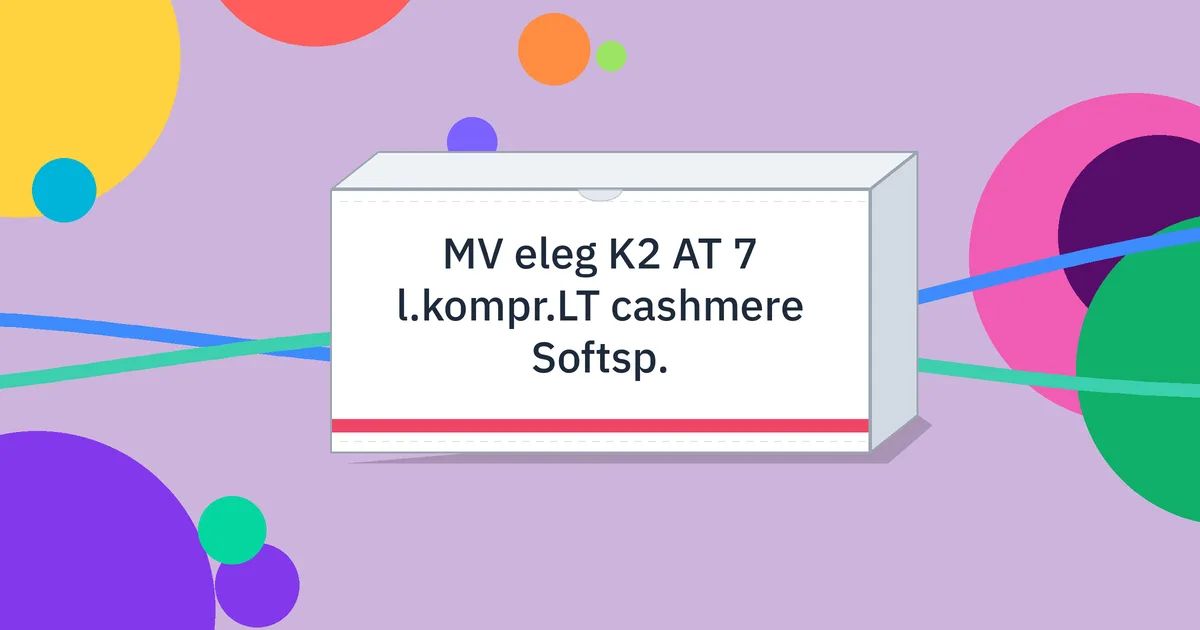 Symbolbild: Packung mit der Aufschrift MV eleg K2 AT 7 l.kompr.LT cashmere Softsp. (PZN 15285586) – Verfügbarkeit und Bezug in Apotheken in Frankfurt am Main