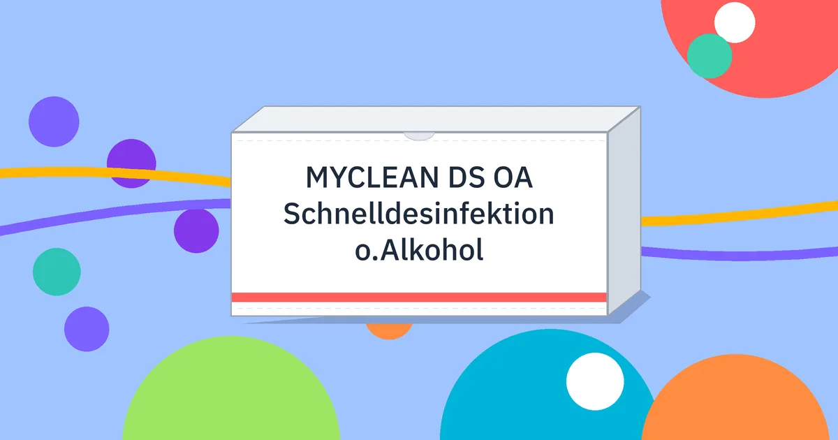 Symbolbild: Packung mit der Aufschrift MYCLEAN DS OA Schnelldesinfektion o.Alkohol (PZN 20631820) – Verfügbarkeit und Bezug in Apotheken in Frankfurt am Main