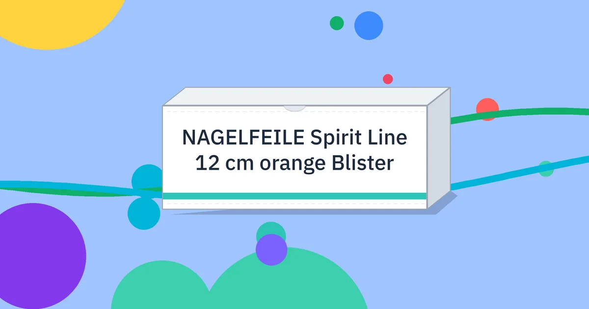 Symbolbild: Packung mit der Aufschrift NAGELFEILE Spirit Line 12 cm orange Blister (PZN 01579433) – Verfügbarkeit und Bezug in Apotheken in Frankfurt am Main
