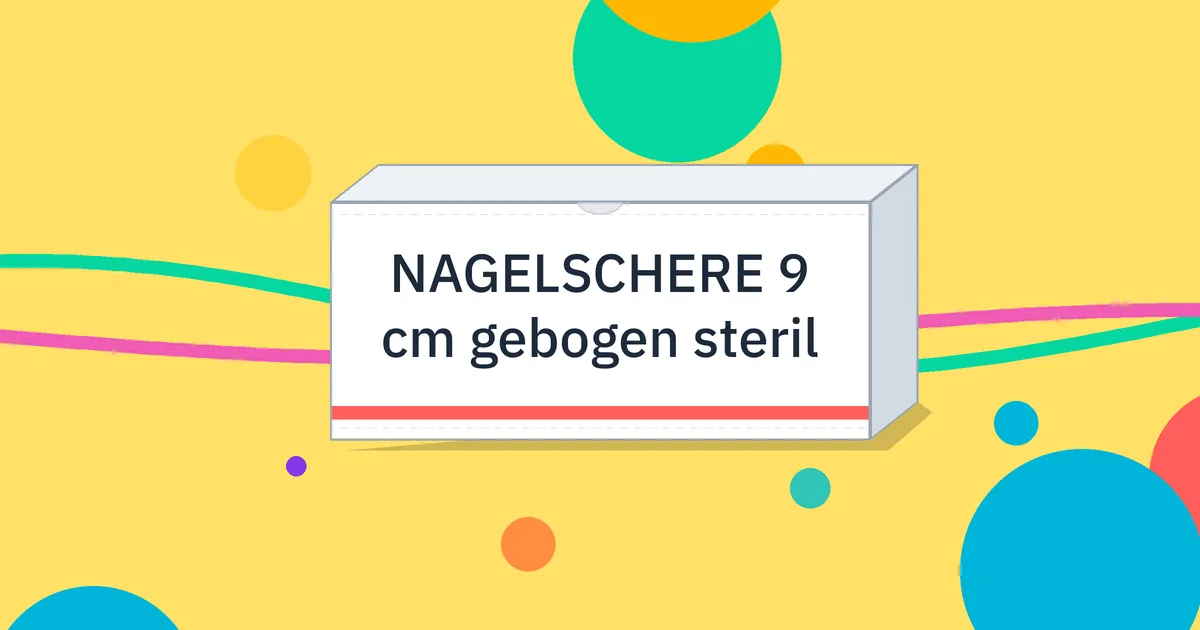 Symbolbild: Packung mit der Aufschrift NAGELSCHERE 9 cm gebogen steril (PZN 17248170) – Verfügbarkeit und Bezug in Apotheken in Frankfurt am Main
