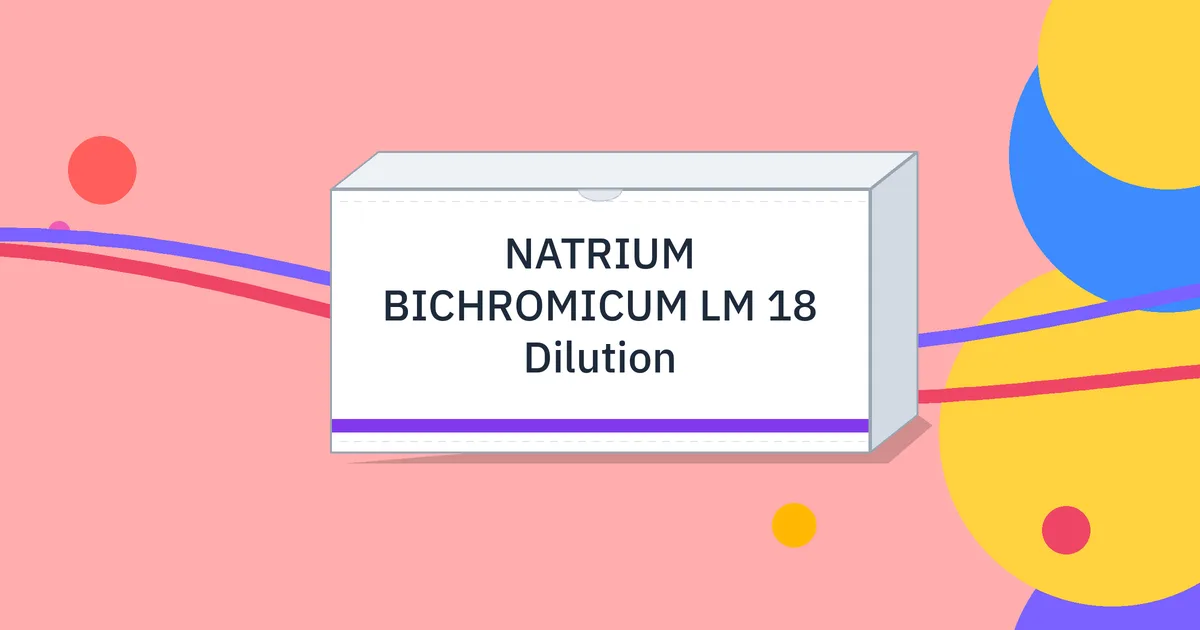 Symbolbild: Packung mit der Aufschrift NATRIUM BICHROMICUM LM 18 Dilution (PZN 12960840) – Verfügbarkeit und Bezug in Apotheken in Frankfurt am Main