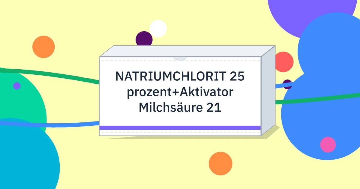 Symbolbild: Packung mit der Aufschrift NATRIUMCHLORIT 25 prozent+Aktivator Milchsäure 21 (PZN 13510286) – Verfügbarkeit und Bezug in Apotheken in Frankfurt am Main