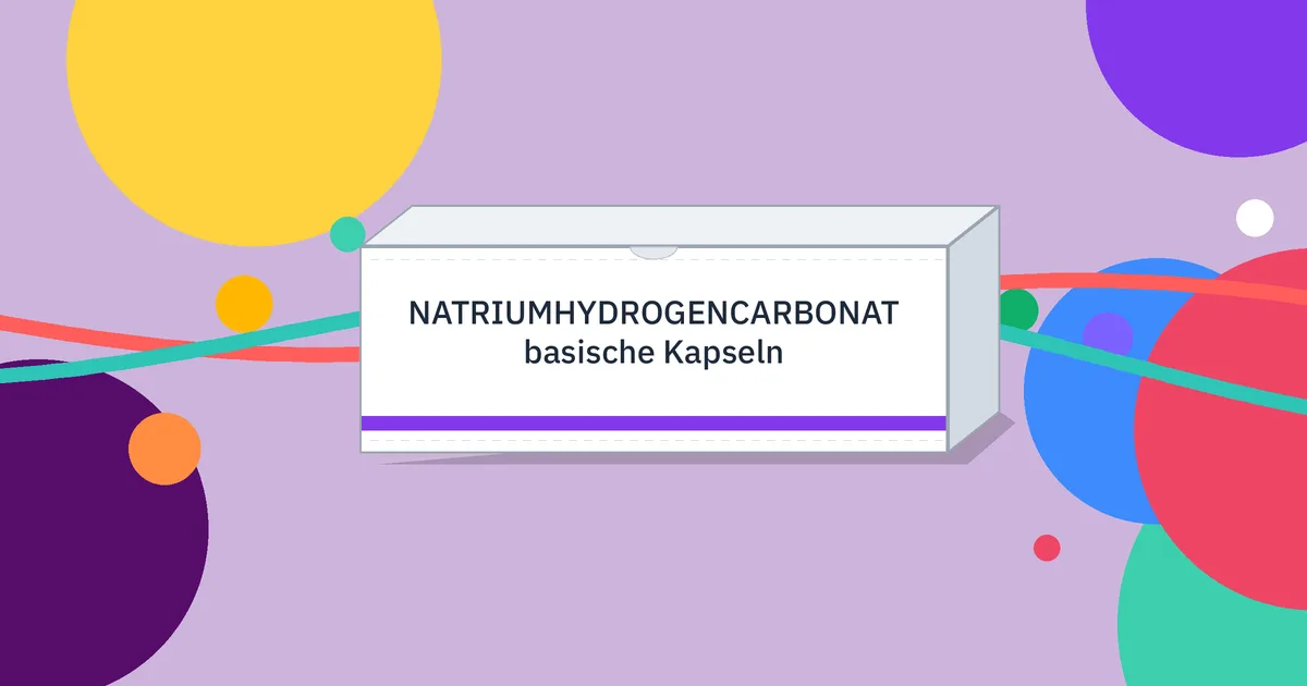 Symbolbild: Packung mit der Aufschrift NATRIUMHYDROGENCARBONAT basische Kapseln (PZN 09946279) – Verfügbarkeit und Bezug in Apotheken in Frankfurt am Main