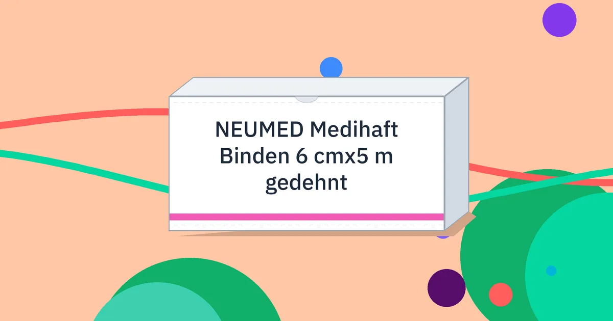 Symbolbild: Packung mit der Aufschrift NEUMED Medihaft Binden 6 cmx5 m gedehnt (PZN 04480356) – Verfügbarkeit und Bezug in Apotheken in Frankfurt am Main