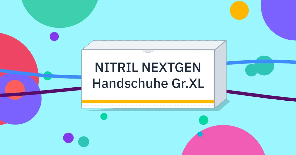 Symbolbild: Packung mit der Aufschrift NITRIL NEXTGEN Handschuhe Gr.XL (PZN 09102274) – Verfügbarkeit und Bezug in Apotheken in Frankfurt am Main