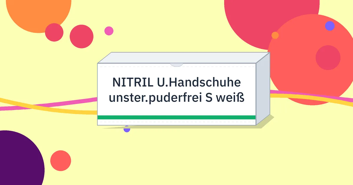 Symbolbild: Packung mit der Aufschrift NITRIL U.Handschuhe unster.puderfrei S weiß (PZN 10761869) – Verfügbarkeit und Bezug in Apotheken in Frankfurt am Main