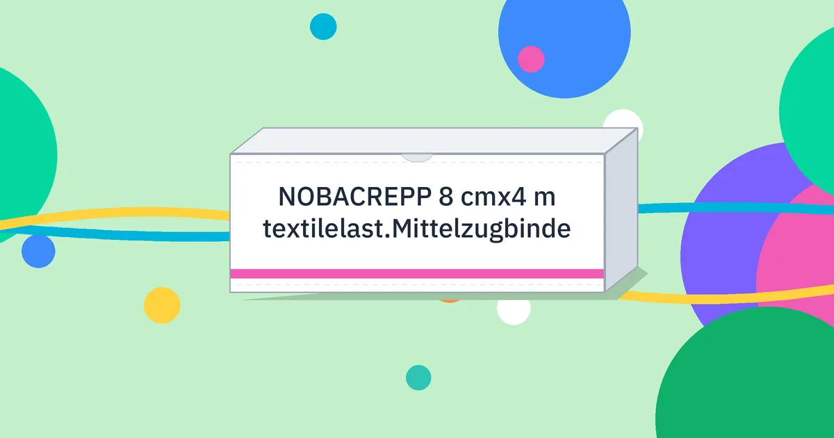 Symbolbild: Packung mit der Aufschrift NOBACREPP 8 cmx4 m textilelast.Mittelzugbinde (PZN 01415447) – Verfügbarkeit und Bezug in Apotheken in Frankfurt am Main