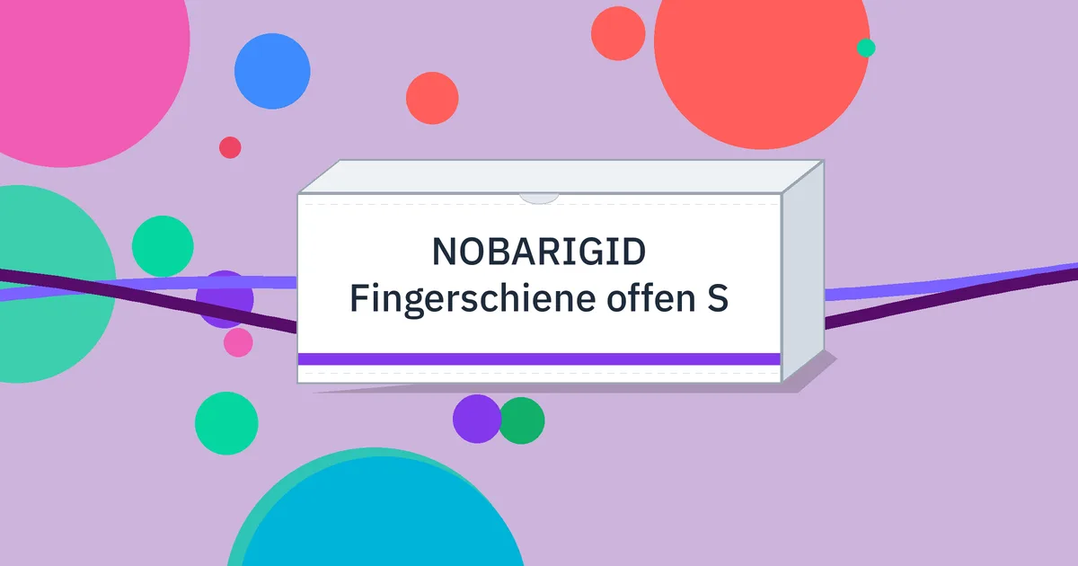 Symbolbild: Packung mit der Aufschrift NOBARIGID Fingerschiene offen S (PZN 06799990) – Verfügbarkeit und Bezug in Apotheken in Frankfurt am Main